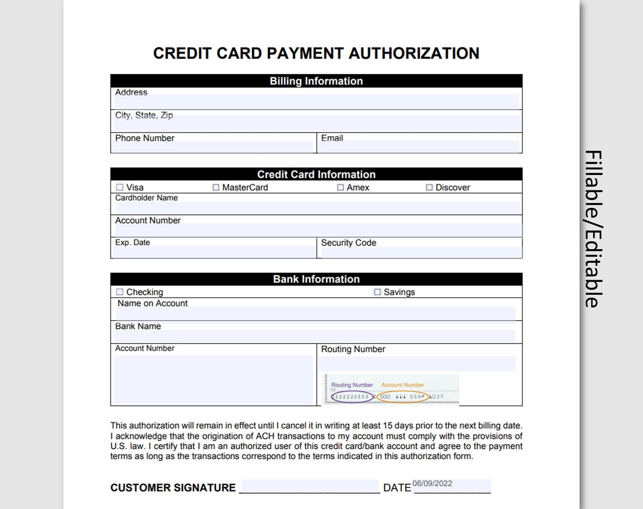 Credit Card Authorization Form – Digital Doc Inc