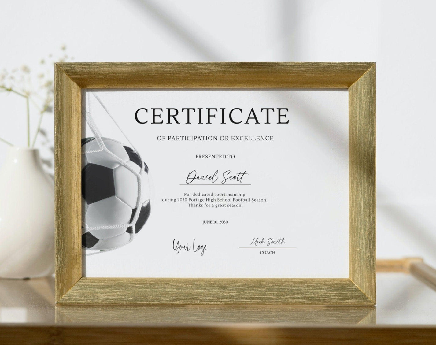 Football Award Certificate Template – Digital Doc Inc